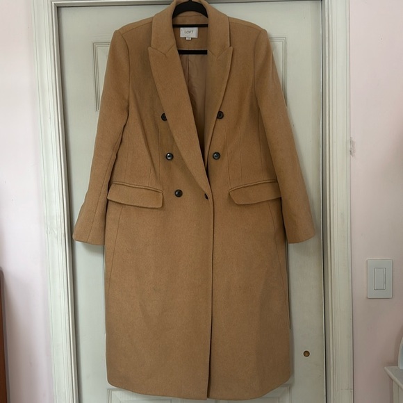 LOFT | Jackets & Coats | Loft Double Breasted Camel Wool Blend ...